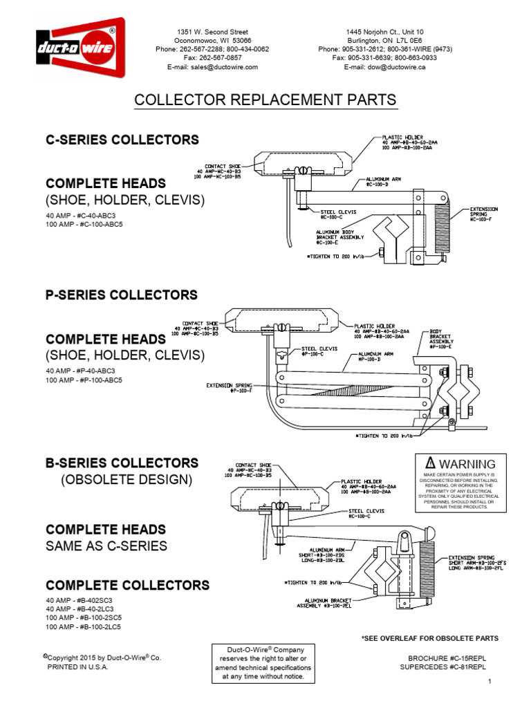 Installation Collector Replacement Parts Conductor Bar Systems | PDF ...