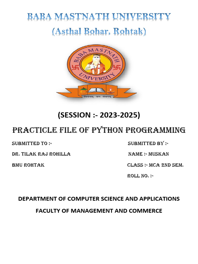 Python Practical MCA | PDF | Arithmetic | Computer Science
