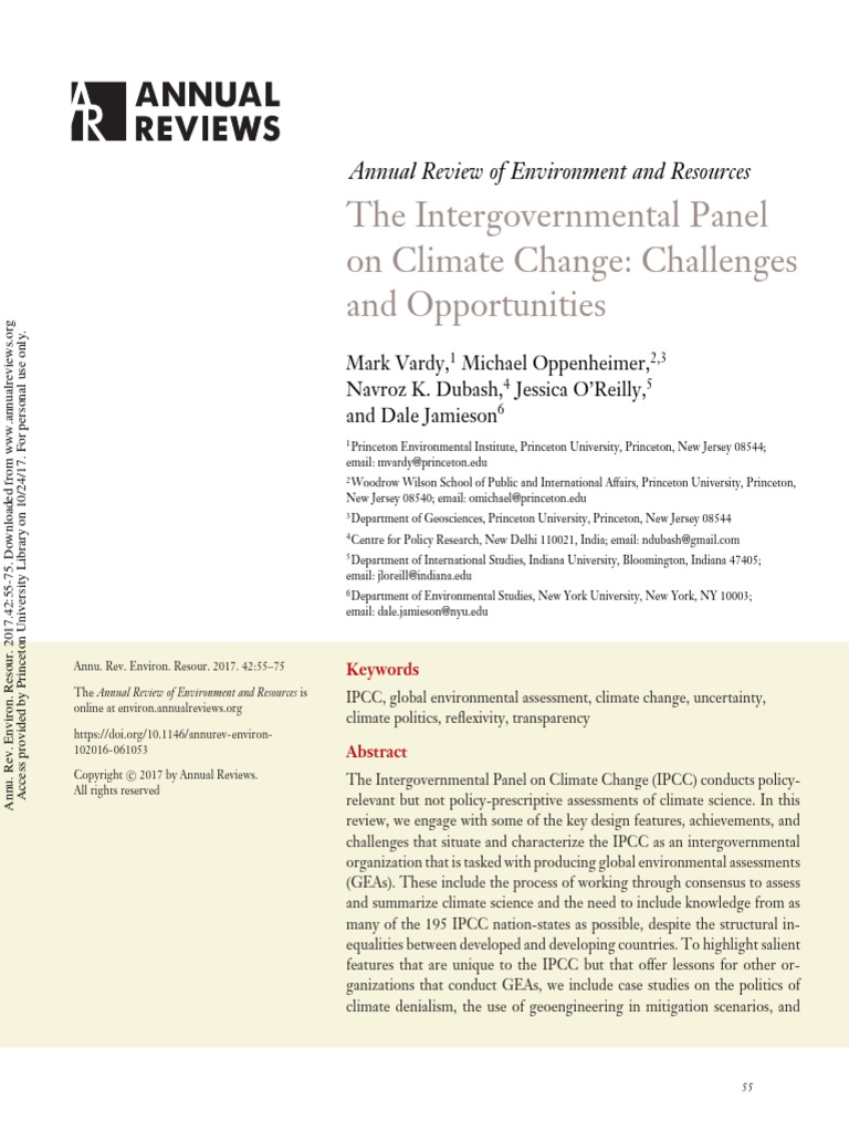 The Intergovernmental Panel On Climate Change | PDF | Intergovernmental ...