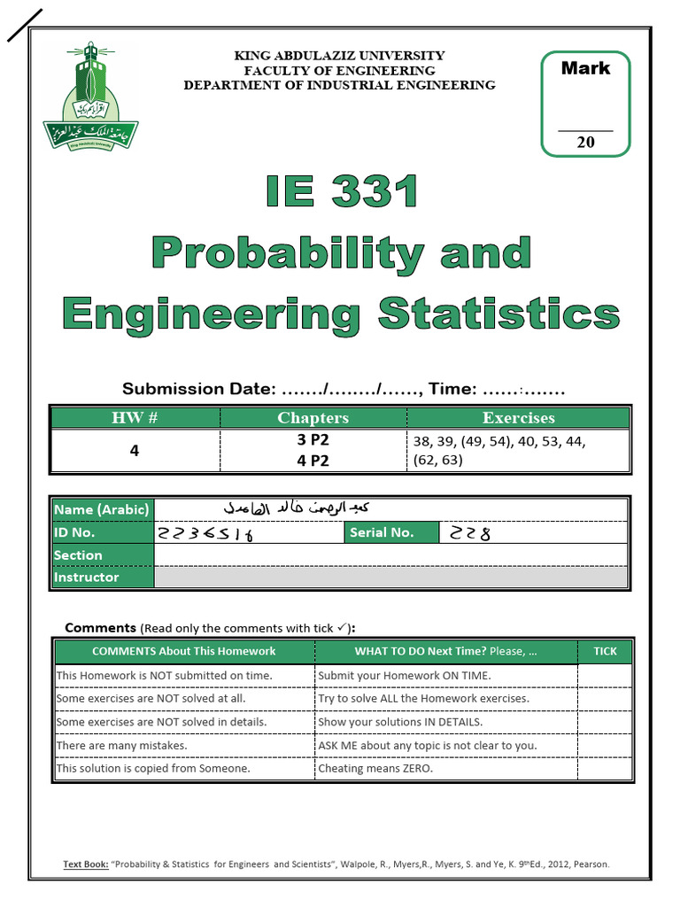 HW# Chapters Exercises: King Abdulaziz University Faculty of ...