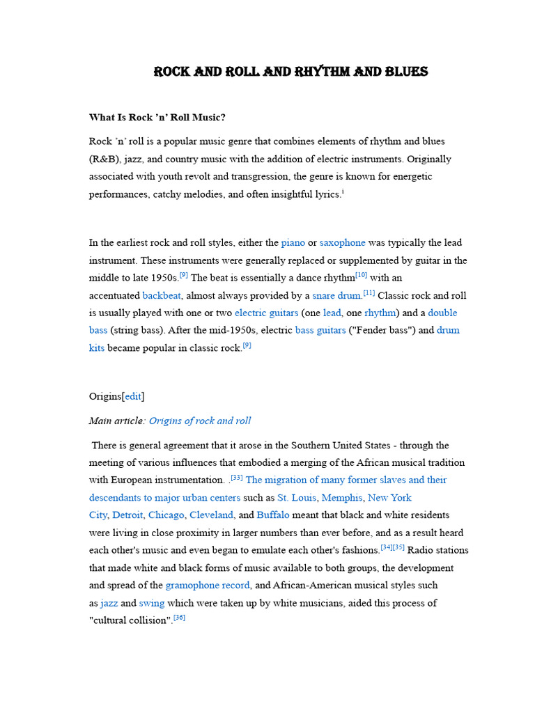 Rock and Roll and Rhythm and Blues | PDF | Rock And Roll | Rhythm And Blues