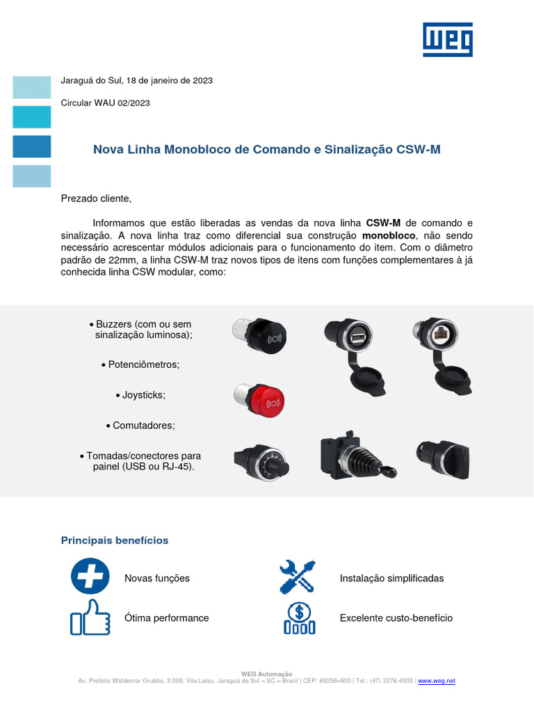 Nova Linha CSW-M de Comando WEG | PDF | USB
