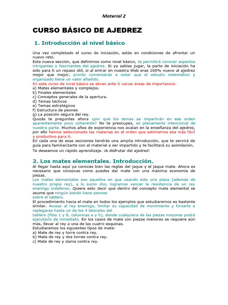 Curso Basico de Ajedrez | PDF | Ajedrez | Estrategia de ajedrez