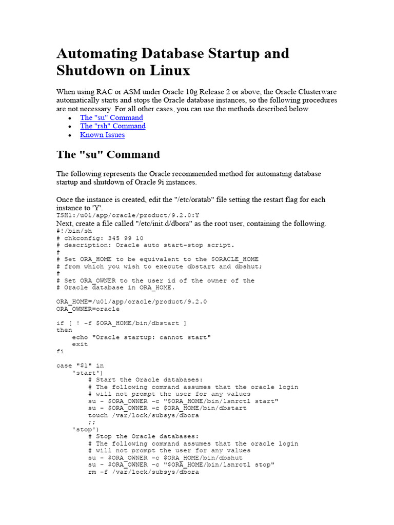 Oracle_Startup_Automatico | PDF | Computer Science | Computing Oracle_Startup_Automatico | PDF | Computer Science | Computing