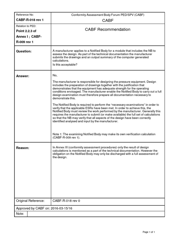 CABF Guidance on Design Documentation Requirements | PDF