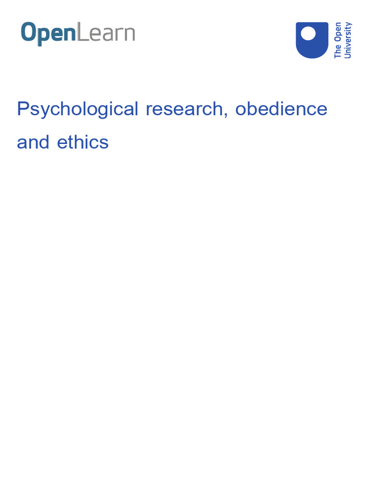Psychological Research Obedience and Ethics Printable | PDF | Obedience ...