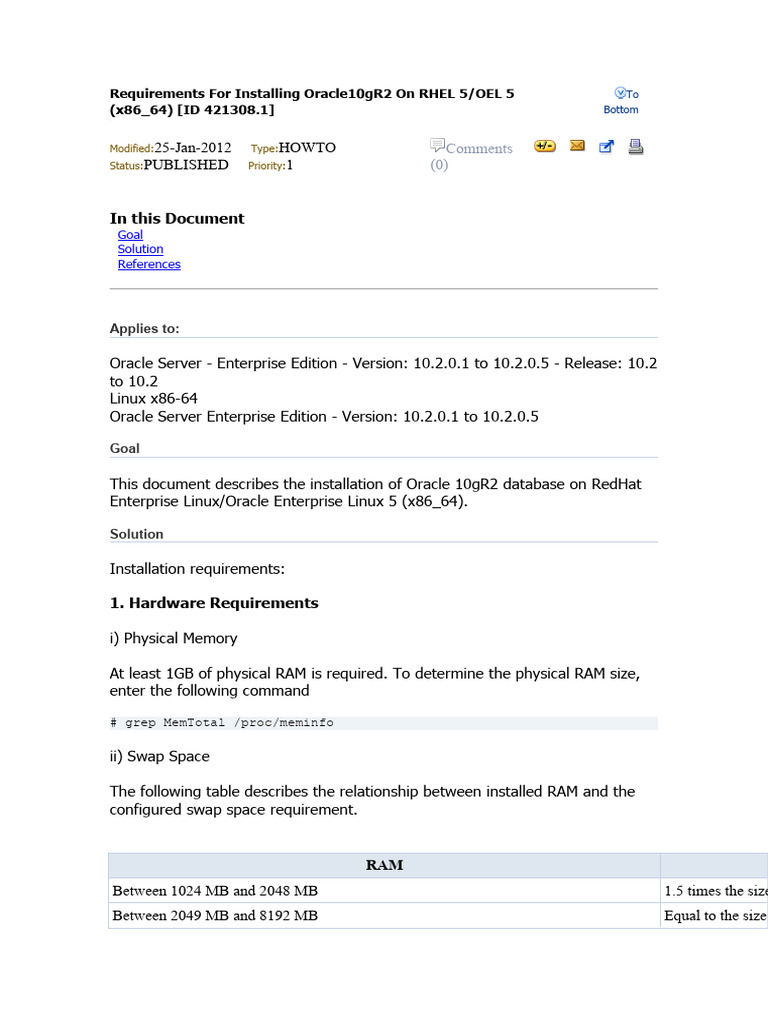 Pré Requisitos Oracle 10gR2 x86-64 OEL5 | PDF | Computer Architecture | Software