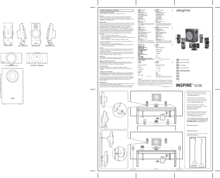 Creative Inspire T6100 Safety Info | PDF | Radio | Electromagnetic ...