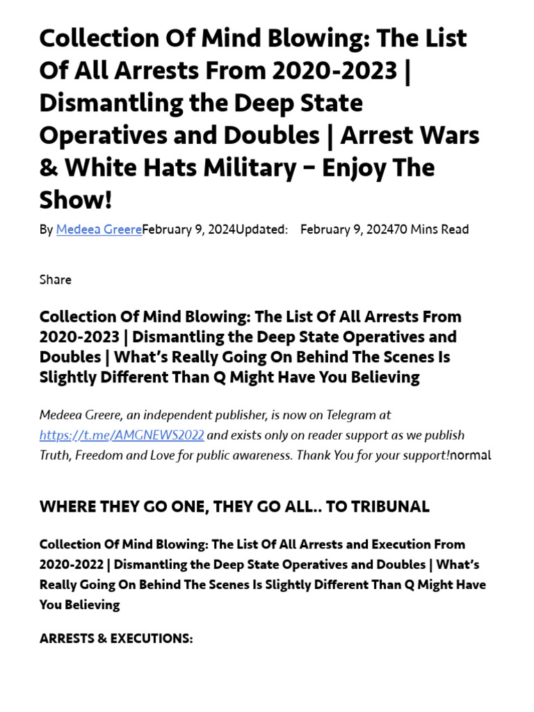 Collection of Mind Blowing: The List of All Arrests From 2020-2023 - Dismantling The Deep State ...