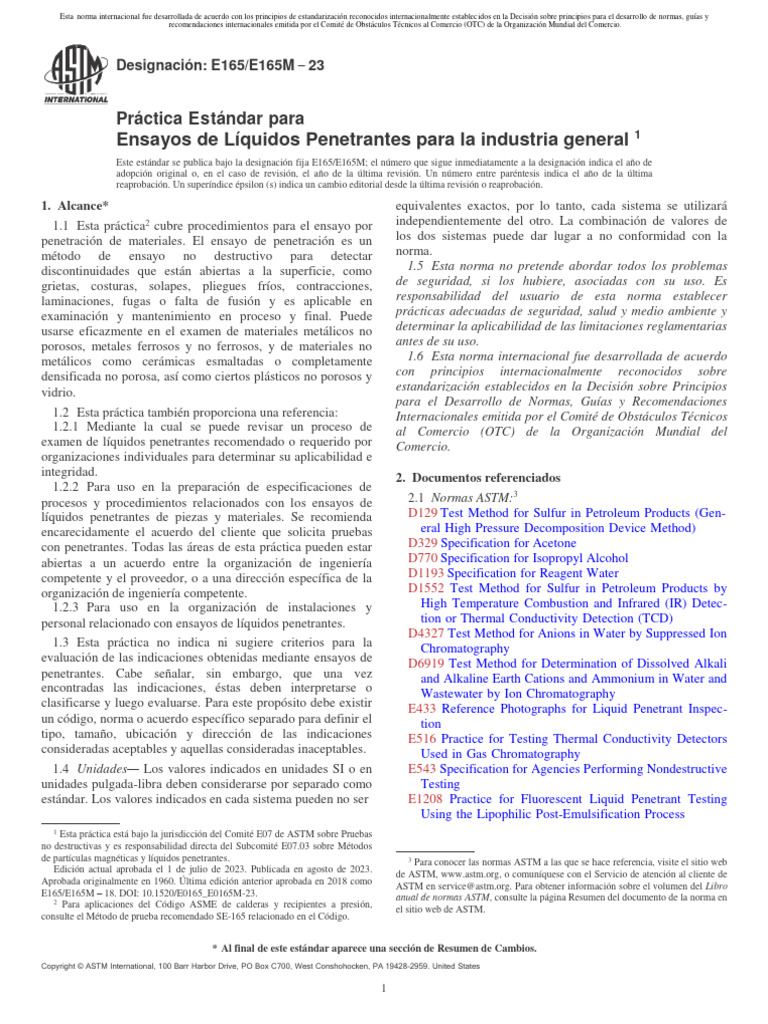 Astm E165 - 2023 | PDF | Agua | Soldadura