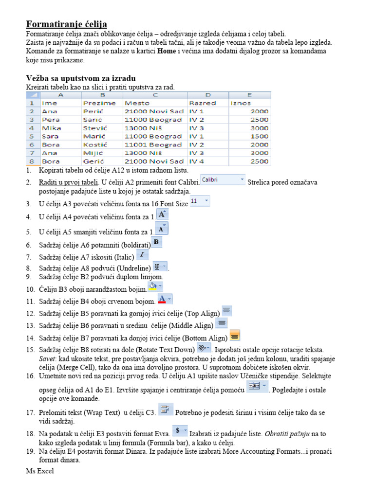 Formatiranje Vežba Sa Uputstvom | PDF