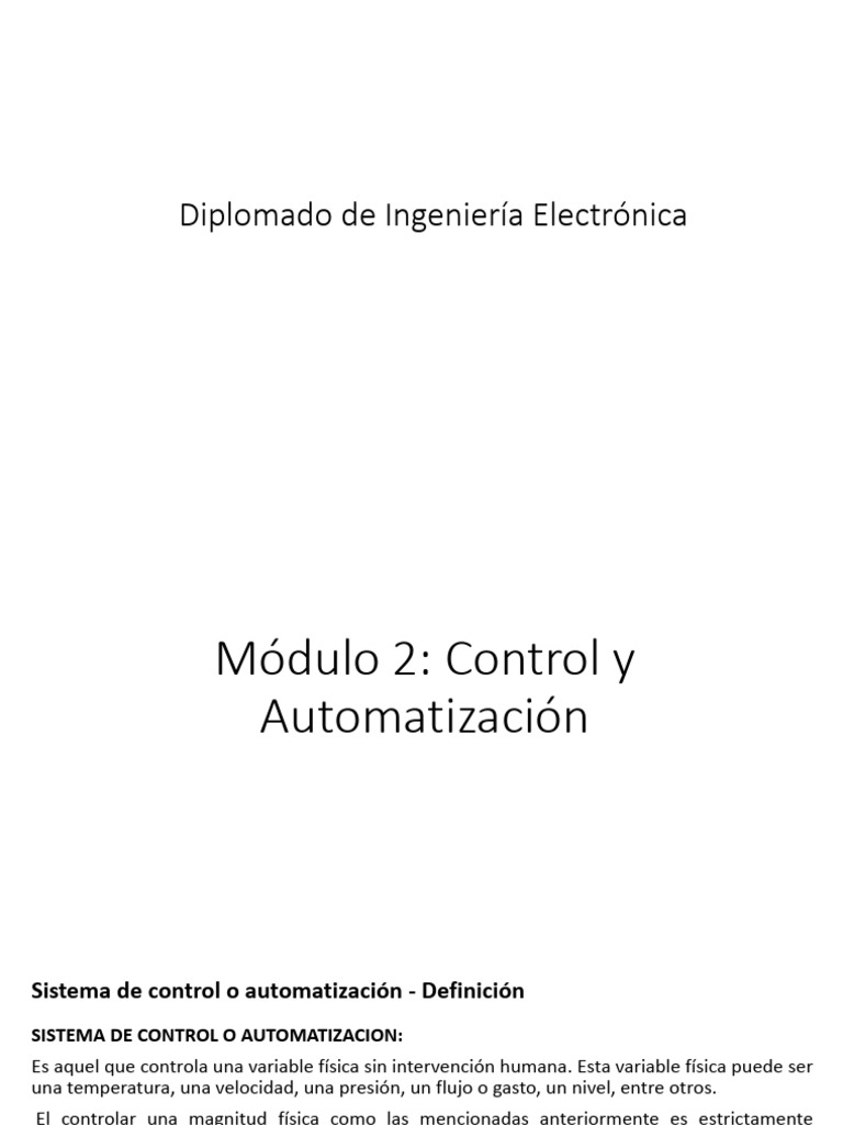 MODULO 2 Control y Automatizacion | PDF | Automatización | Sistema de control