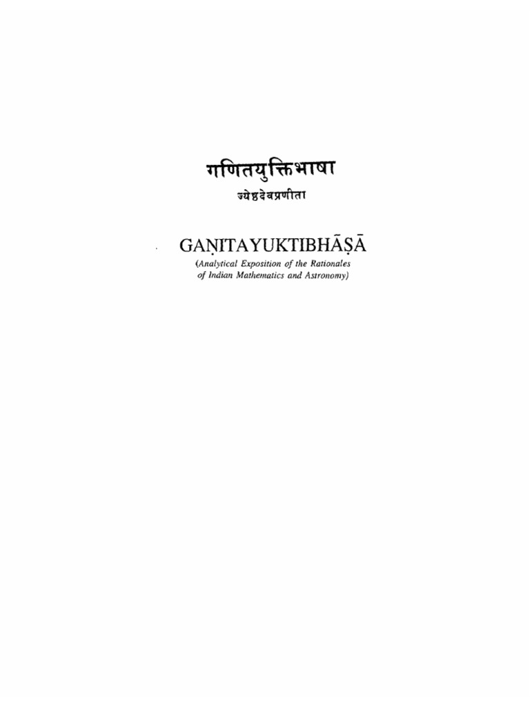 Ganita Yukti Bhasa of Jyesthadeva Sarma K.V. | PDF
