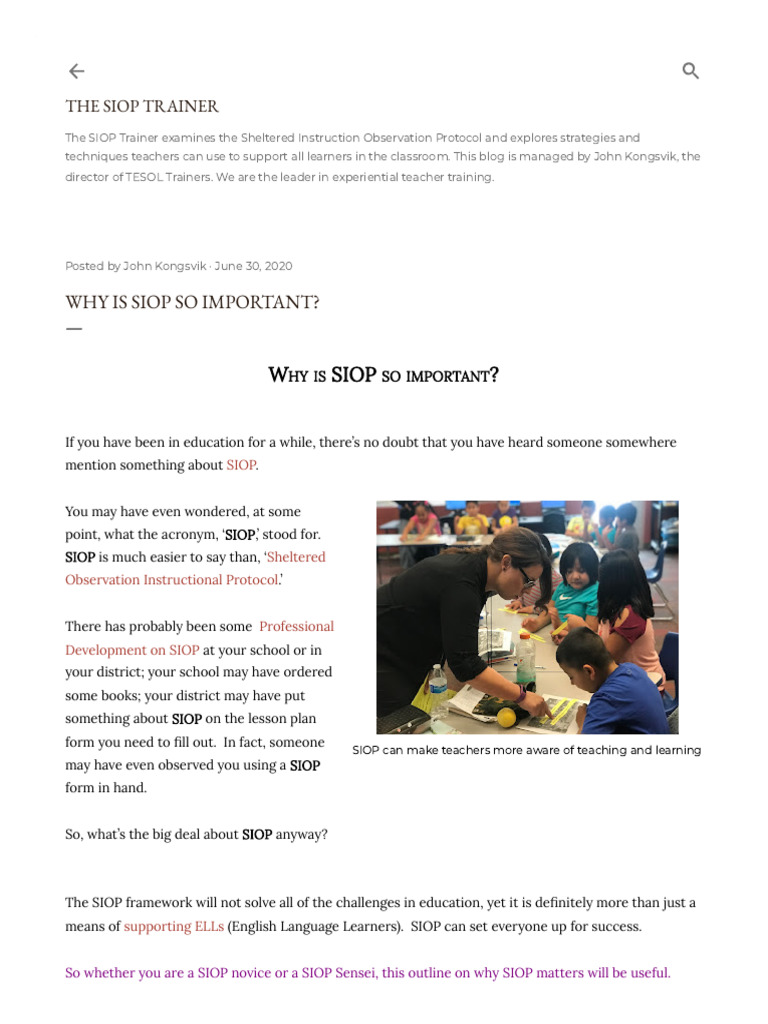Why Is SIOP So Important | PDF | Learning | Behavior Modification