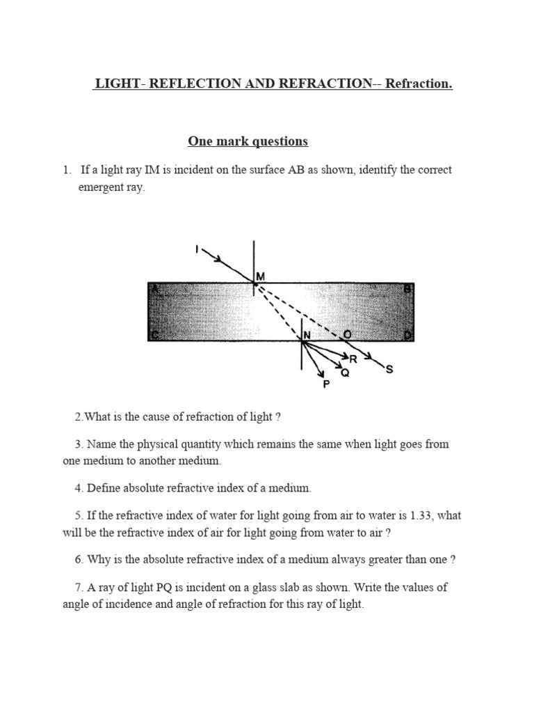 Light - Reflection and Refraction Part 2 | PDF | Optics | Atomic