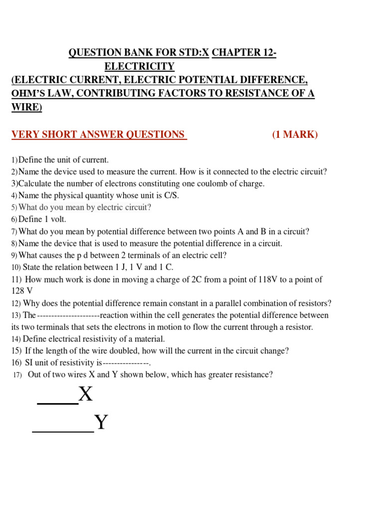 Electricity - Part 1 | PDF | Electric Current | Electrical Resistance And Conductance