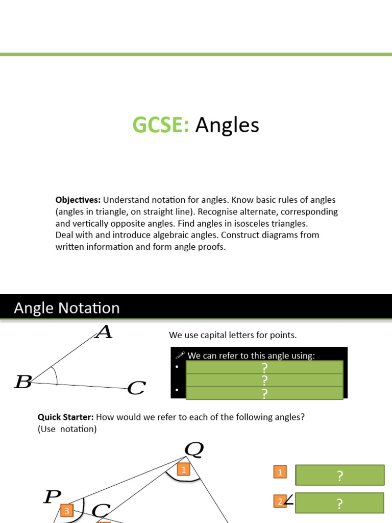 Angles Facts, Parallel Lines, Angle Proofs | PDF | Triangle | Elementary Mathematics