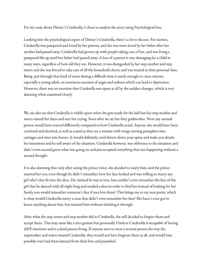 Psychological Analysis of Cinderella | PDF | Cinderella