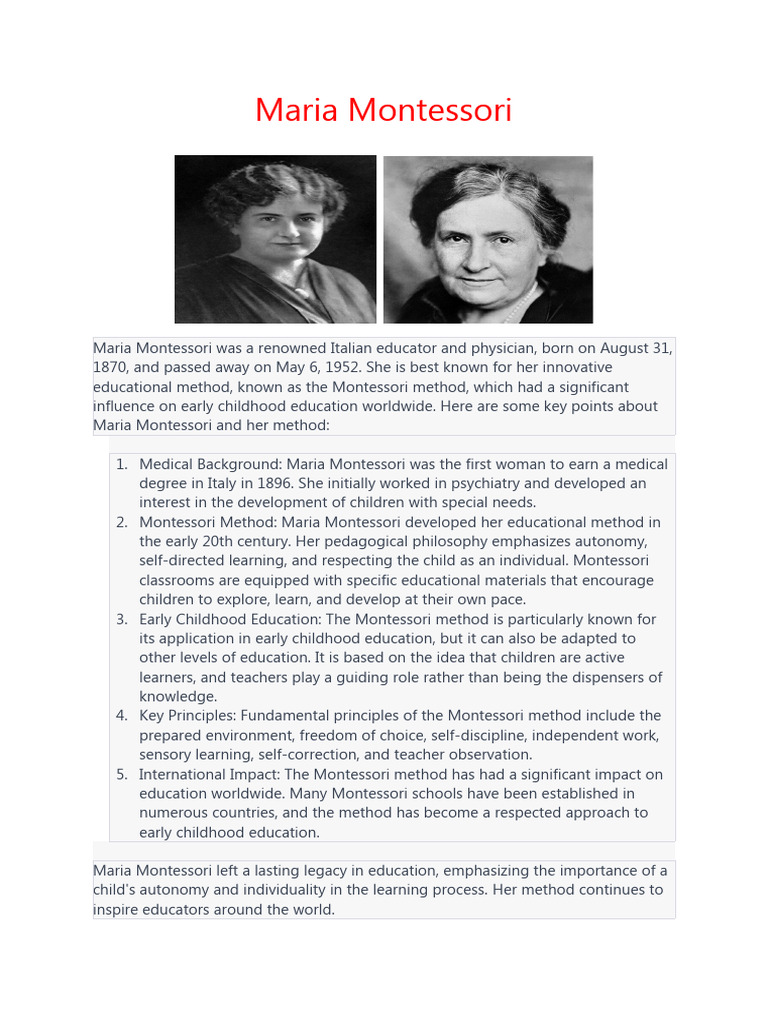 Montessori Method for Educators | PDF