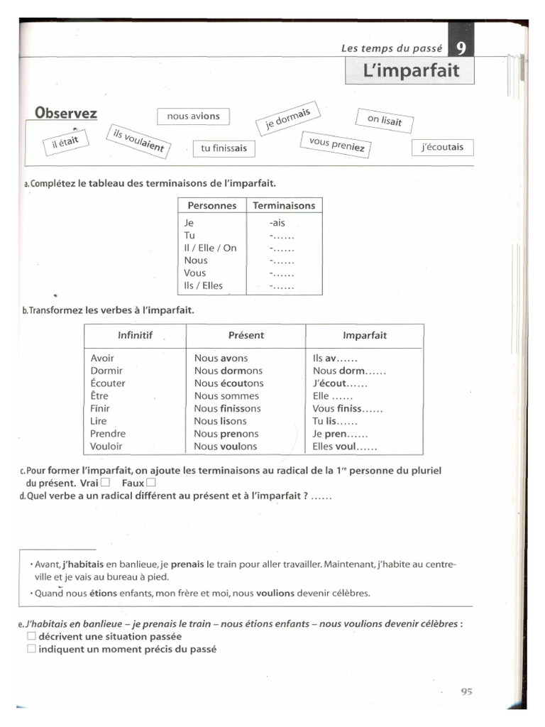 L'Imparfait en Français | PDF