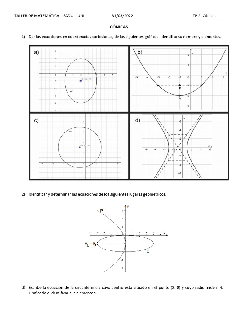 TP - Cónicas - Clase 2022-1c-Temario | PDF