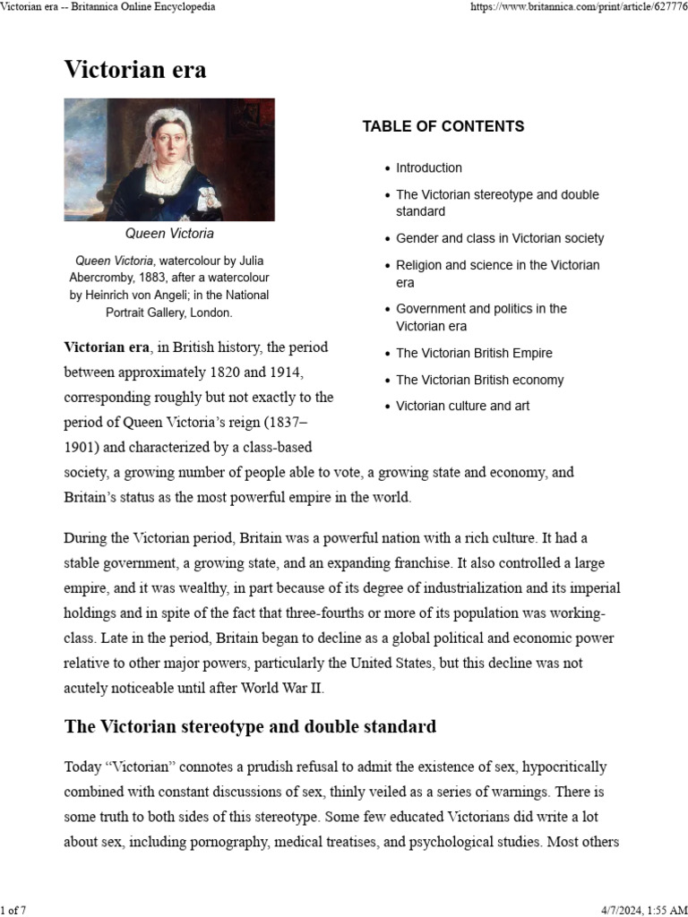 Overview of the Victorian Era | PDF | Victorian Era | British Empire