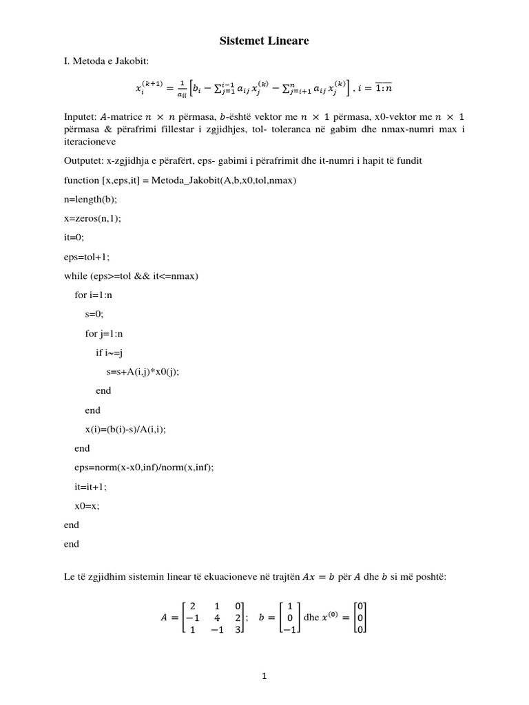 Sistemet Lineare Ax=b | PDF
