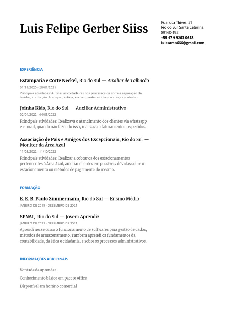 Currículo Luis 2022 | PDF