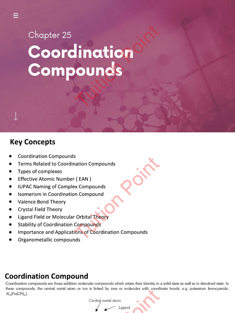 Chapter 25 - Coordination Compound - TP | PDF