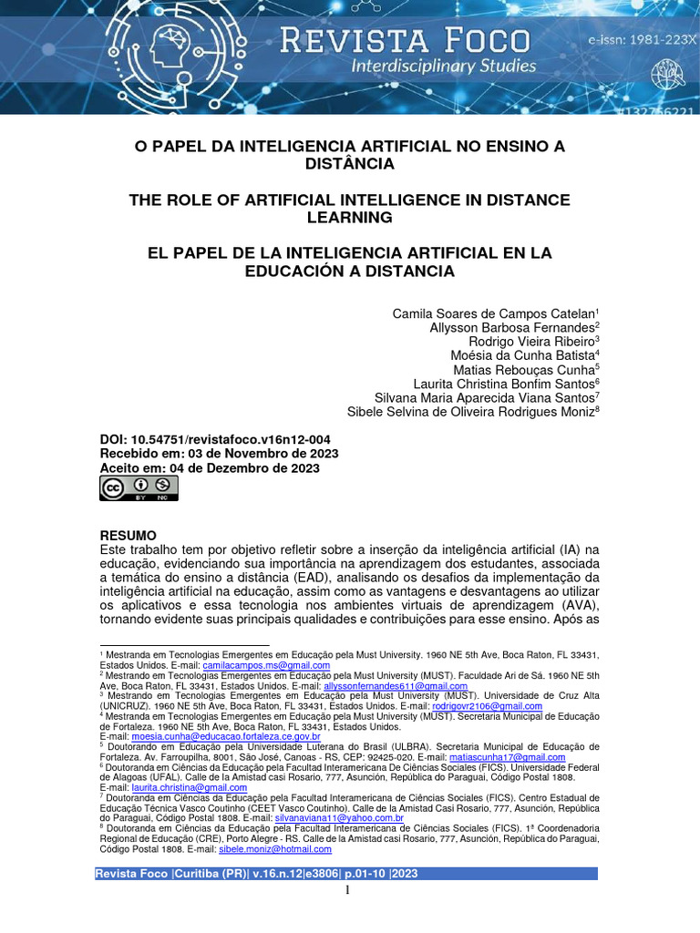 004 Foco | PDF | Aprendizado | Inteligência artificial