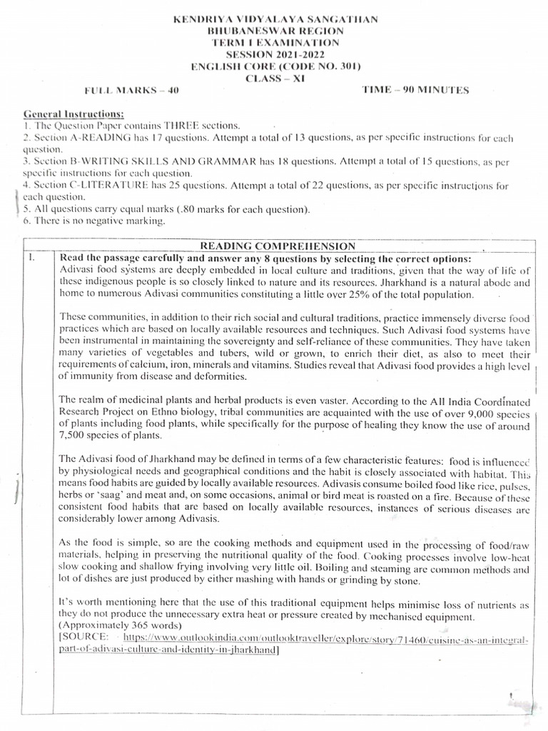 Previous Year Question Paper | PDF