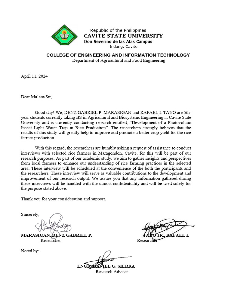 Updated 1 Request Letter | PDF | Agriculture | Rice