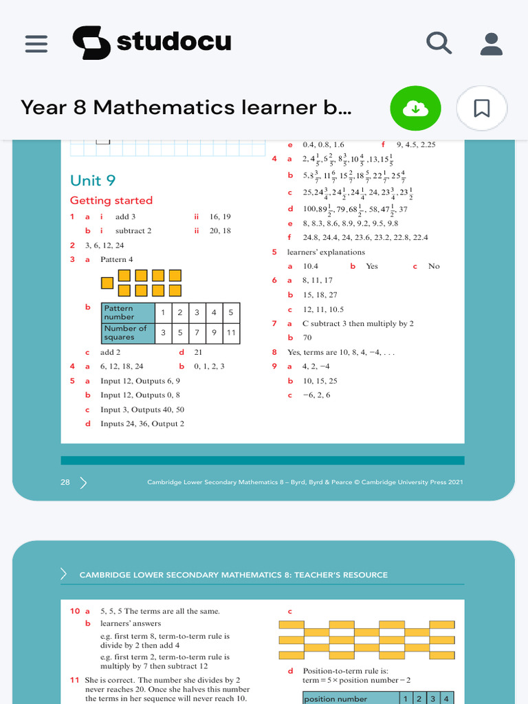 Year 8 Mathematics Learner Book Answers - Learner's Book Answers Unit 1 ... Year 8 Mathematics Learner Book Answers - Learner's Book Answers Unit 1 ...