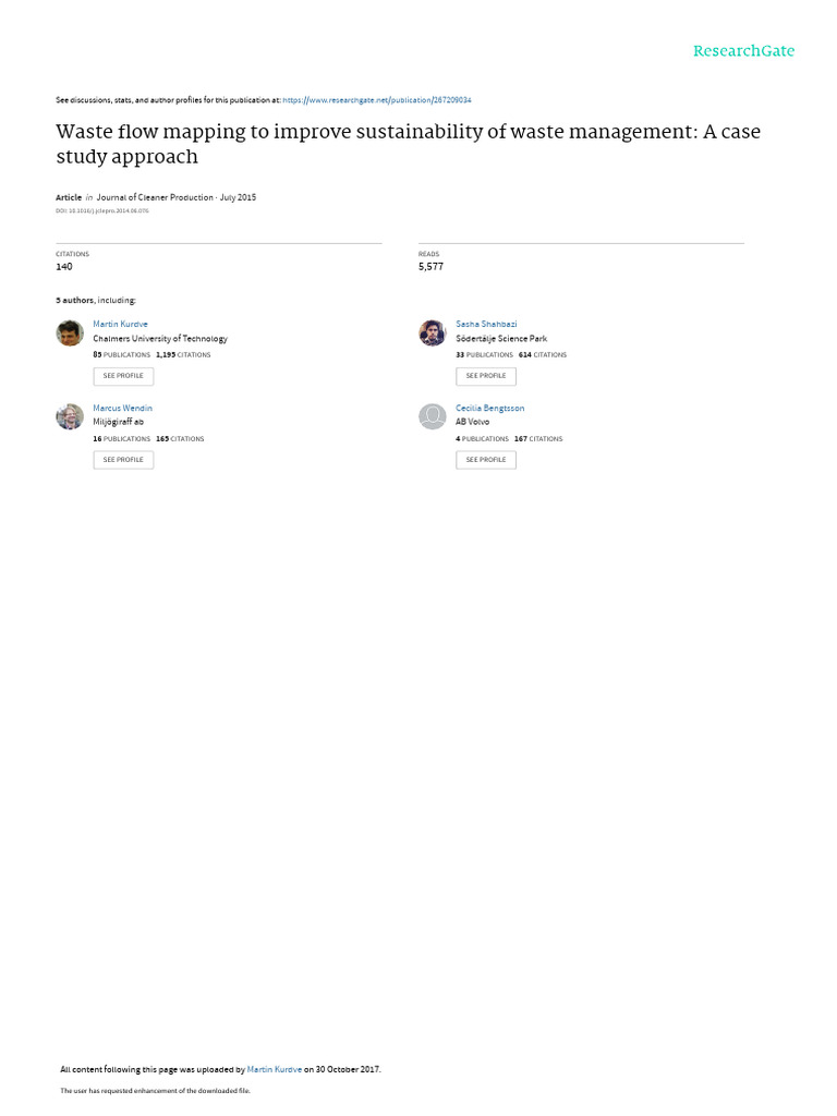 Waste Flow Mapping To Improve Sustainability of Waste Management | PDF ...