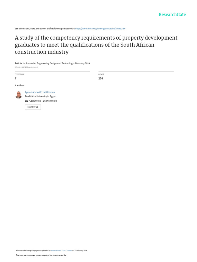 A Study of The Competency Requirements of Property Development | PDF | Academic Degree | Survey ...
