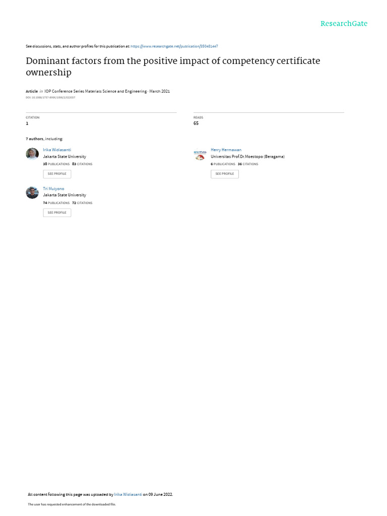 Dominant factors from the positive impact of competency certificate ...