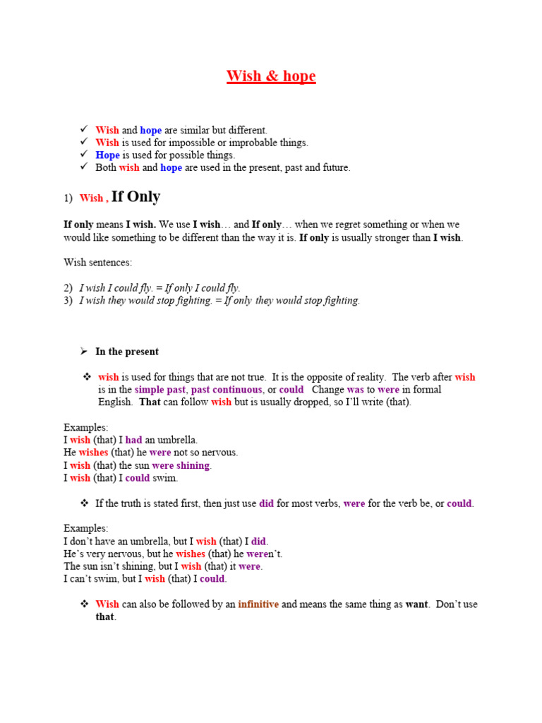 Wish | Download Free PDF | Verb | Language Mechanics