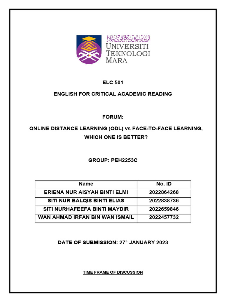 ODL vs Face-to-Face Learning Forum | PDF | Distance Education ...