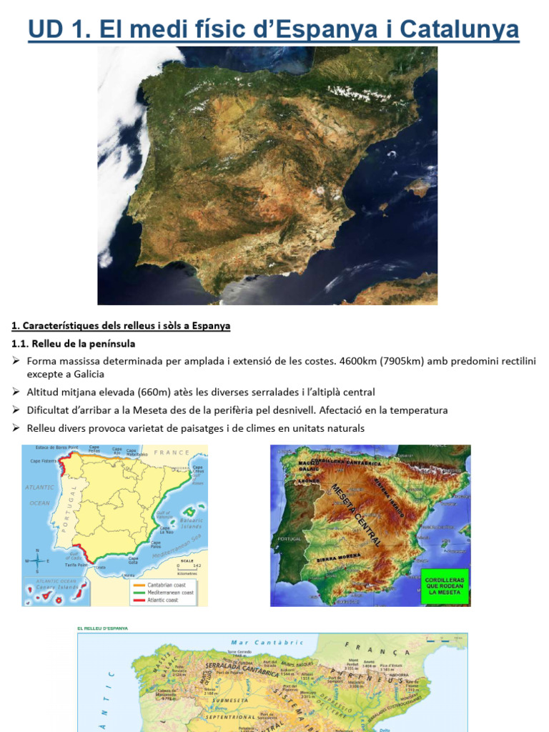 UD1. El Medi Físic D'espanya I Catalunya | PDF