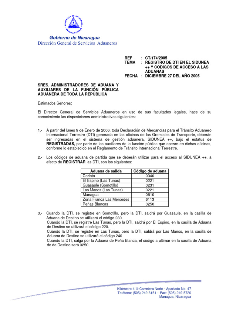 CT-174-2005 - Registro y Sansiones Por Errores N La DTI | PDF | aduana | Gobierno