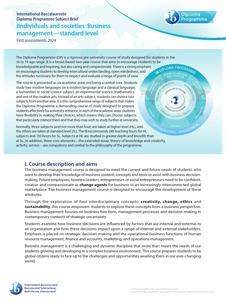 Business Management SL Subject Brief 2024 | PDF | Economies | Business