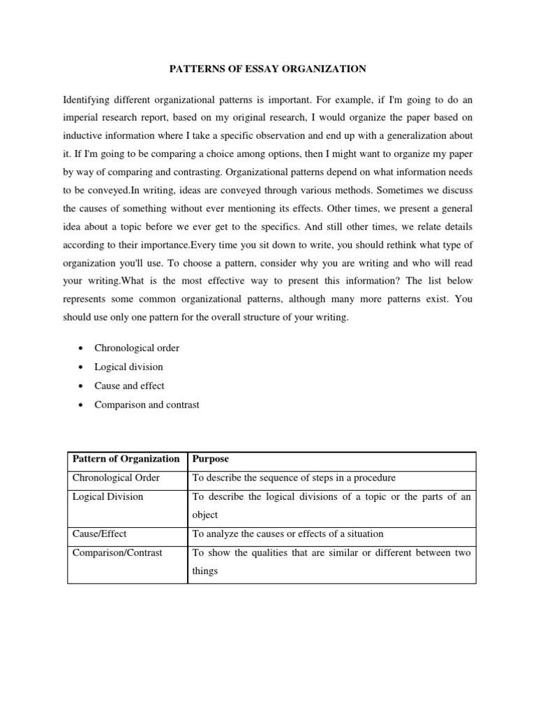 Patterns of Essay Organization | PDF | Causality | Essays