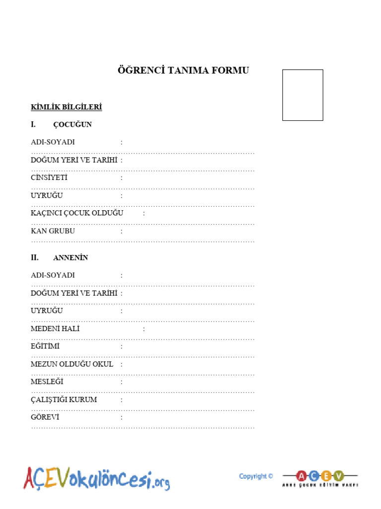 Ogrenci Bilgi Formu | PDF