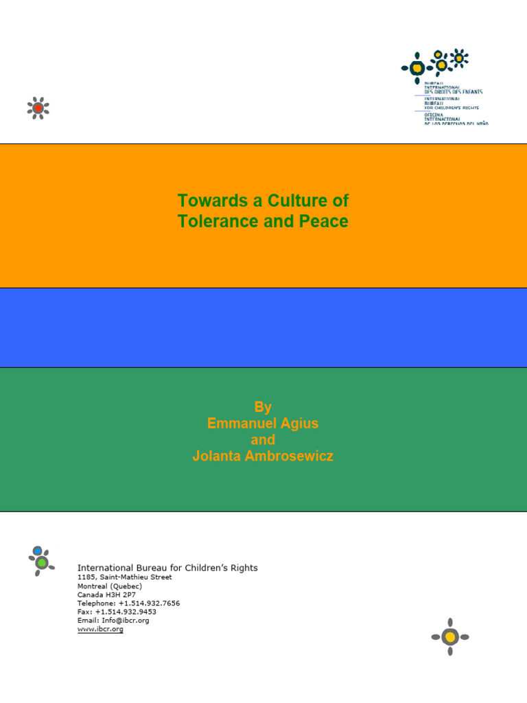 Towards A Culture of Tolerance and Peace 2003 | PDF | Toleration ...