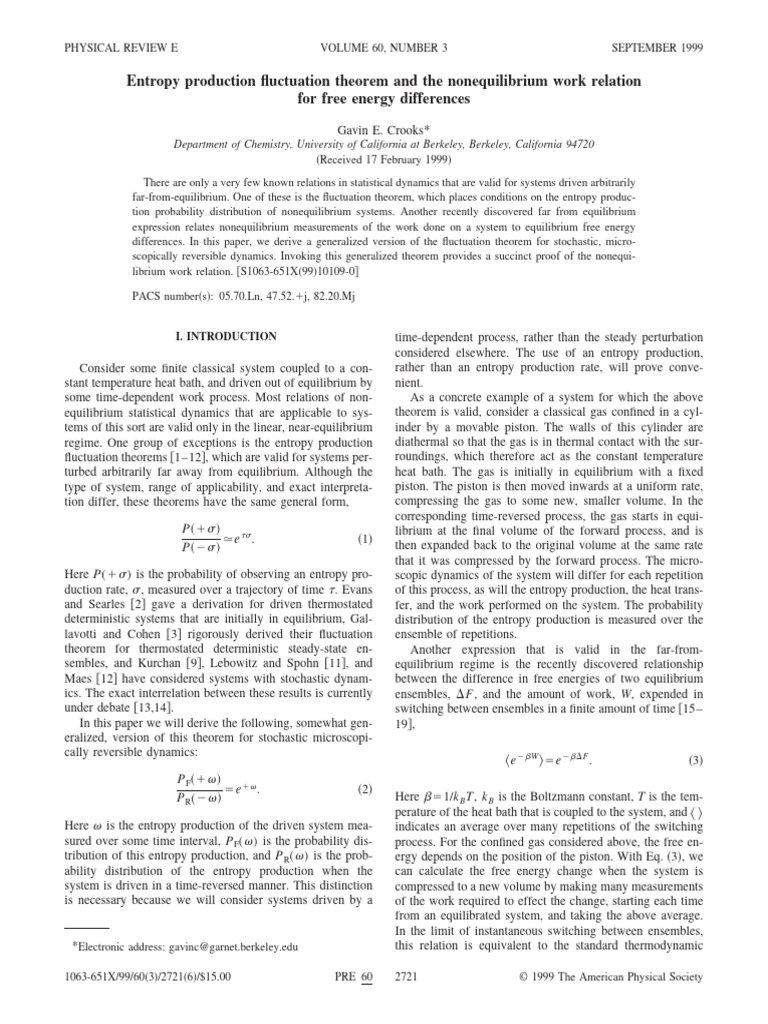 Statistical Dynamics Theorems | PDF | Non Equilibrium Thermodynamics ...