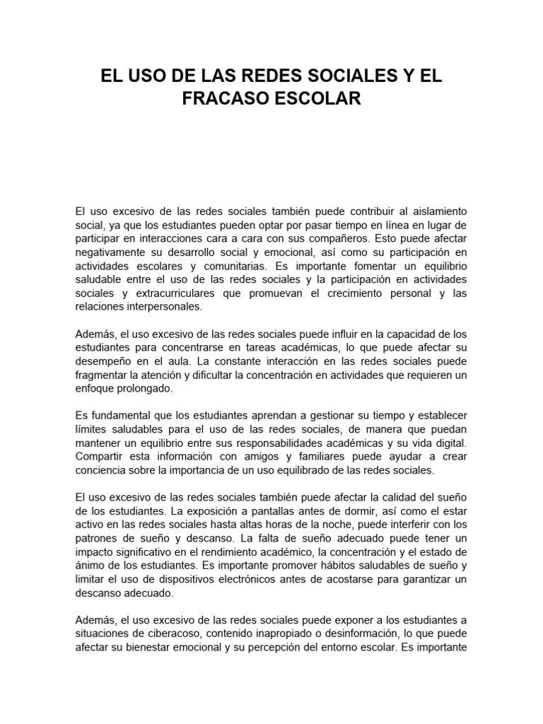 El Uso de Las Redes | PDF | Acoso cibernético | Redes sociales