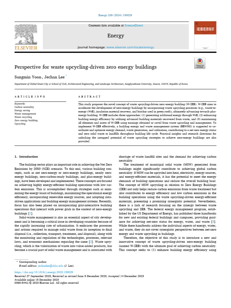 Perspective For Waste Upcycling-Driven Zero Energy Buildings | PDF ...