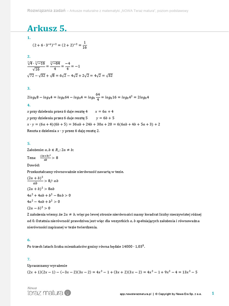 Arkusz 5 PP Rozw | PDF