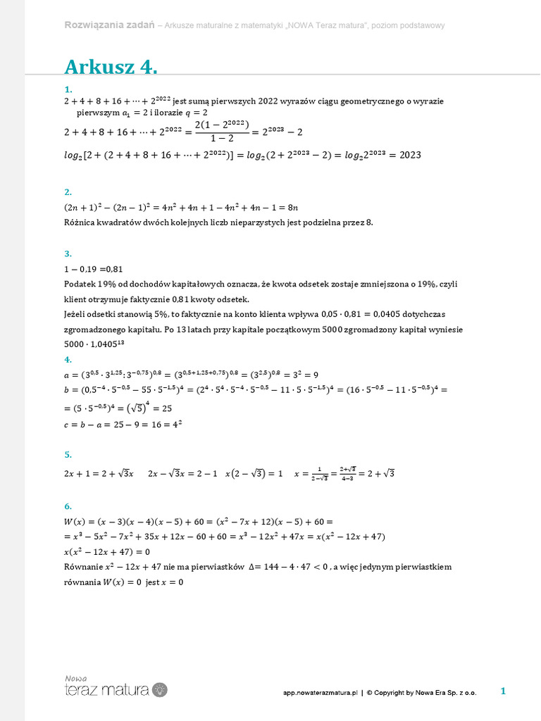 Arkusz 4 PP Rozw | PDF