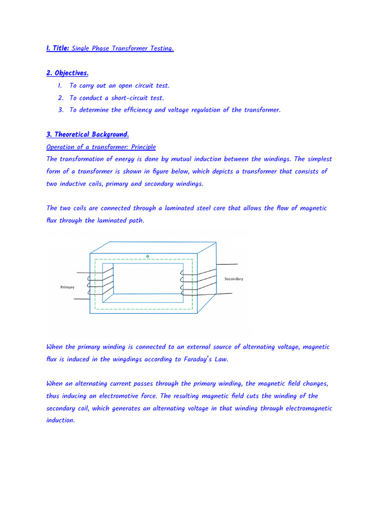 Single Phase Transformer | PDF | Electromagnetic Induction | Transformer